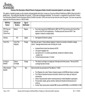 Fillable Online Summary Plan Description of Benefit Plans for Employees ...