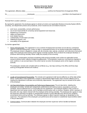 Fillable Online Sample Remote Work Agreement - University of Maine ...
