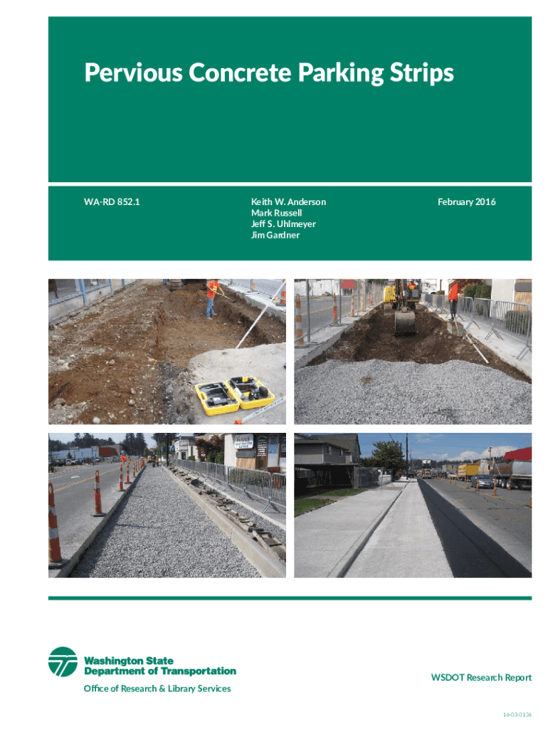 Fillable Online Pervious Concrete Parking Strips - Washington State ...
