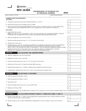 Fillable Online 2022 Underpayment of Estimated Tax by Farmers (REV ...