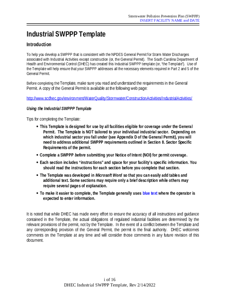 Industrial SWPPP Template - Environmental Protection Agency Doc ...