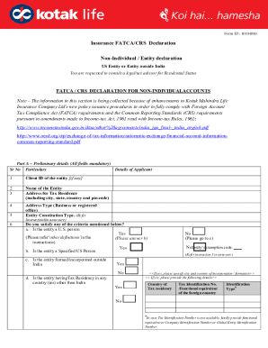 Fillable Online Fatca Crs Declaration Form For Non Individual Fax Email ...
