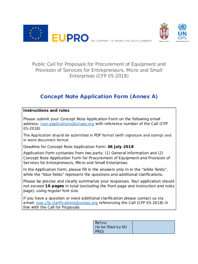 Annex A Concept Note Application - EU PRO Doc Template | pdfFiller