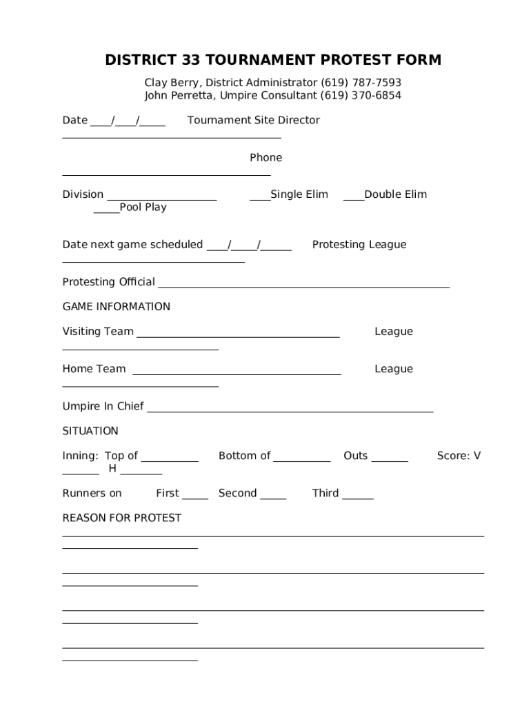 Tournaments - CA District 33 Little League Doc Template | pdfFiller