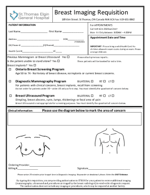 Fillable Online Release Form for Mammogram, Breast Imaging Films/Cds ...