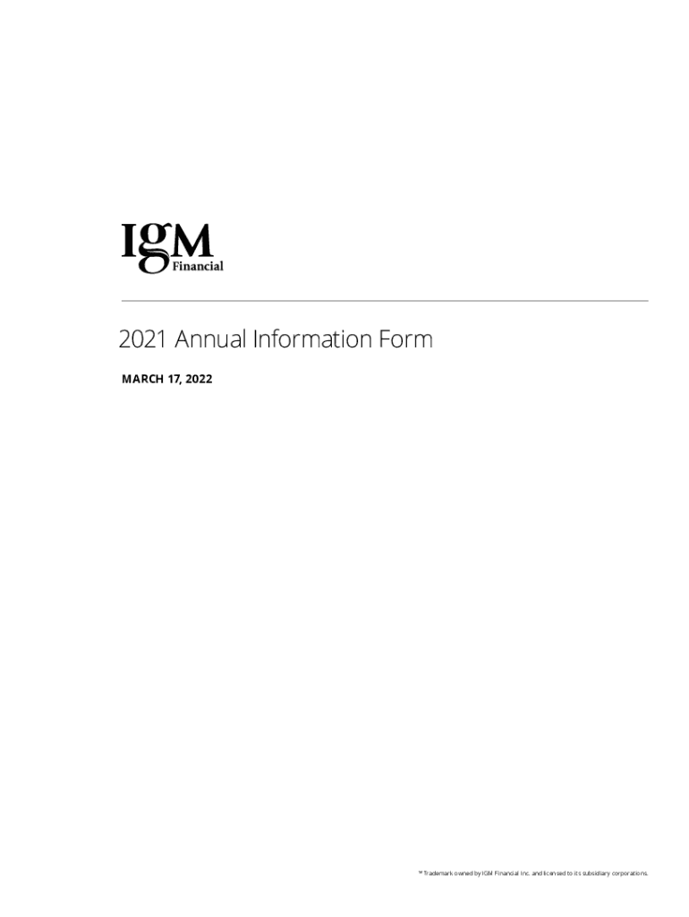 Fillable Online 2021 Annual Information Form. Annual Information Form ...