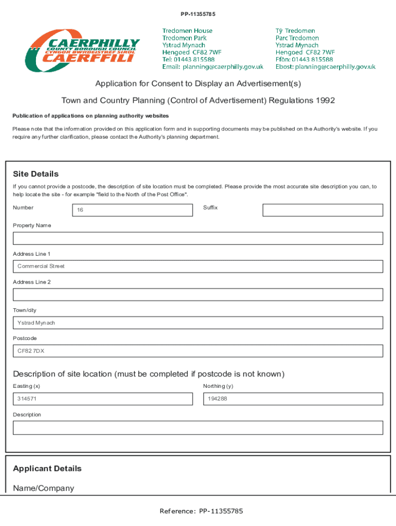 Fillable Online Application for Planning Permission and Consent to ...