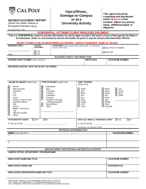 Fillable Online afd calpoly Accident Report Form (STD. 268) PDF Fax Email Print - pdfFiller