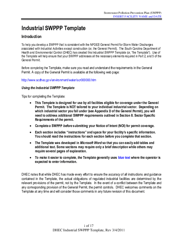 Fillable Online Additional SWPPP Documentation Template - NC.gov Fax ...