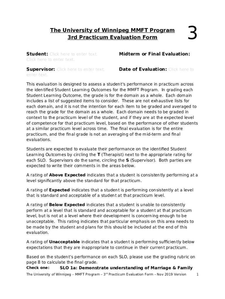 3rd Practicum Evaluation Doc Template | pdfFiller