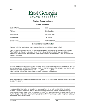 Fillable Online student grievance/complaint form Fax Email Print ...