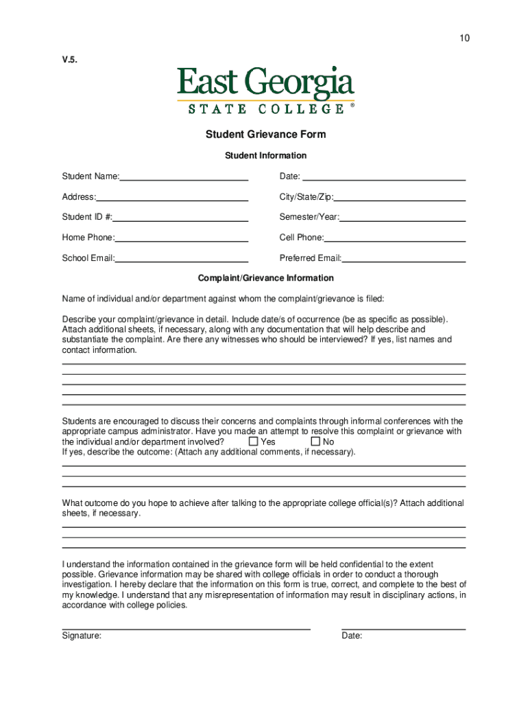 Student Grievance Form - Fill Online, Printable, Fillable, Blank ...