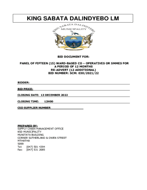 Fillable Online ksd gov king sabata dalindyebo local municipality Fax ...