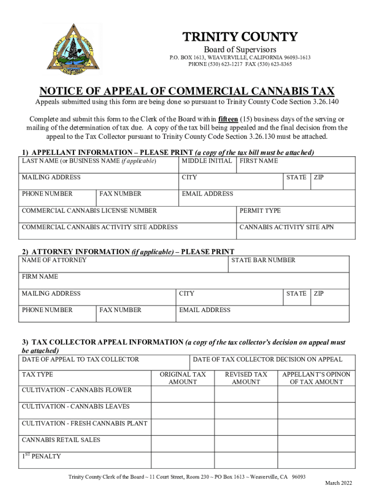 Fillable Online BOS Forms - California - Trinity County Fax Email Print ...