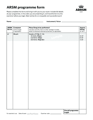 Fillable Online Arsm Programme Form - Fill and Sign Printable Template ...