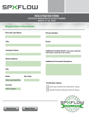 Fillable Online REGISTRATION FORM - SPX Flow Fax Email Print - pdfFiller