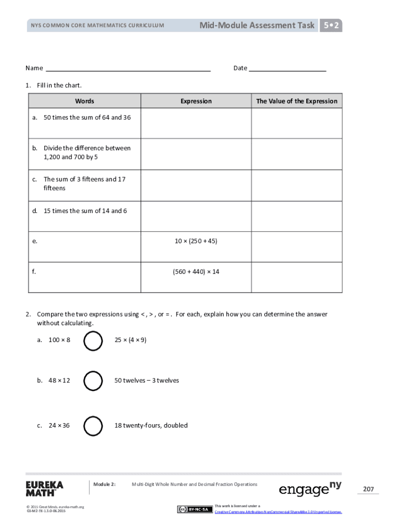 Fillable Online Less Mid-Module Assessment Task 5 2 - Zearn Math Fax ...