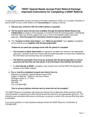 Fillable Online New Special Needs Access Ppoint Referral Package ...