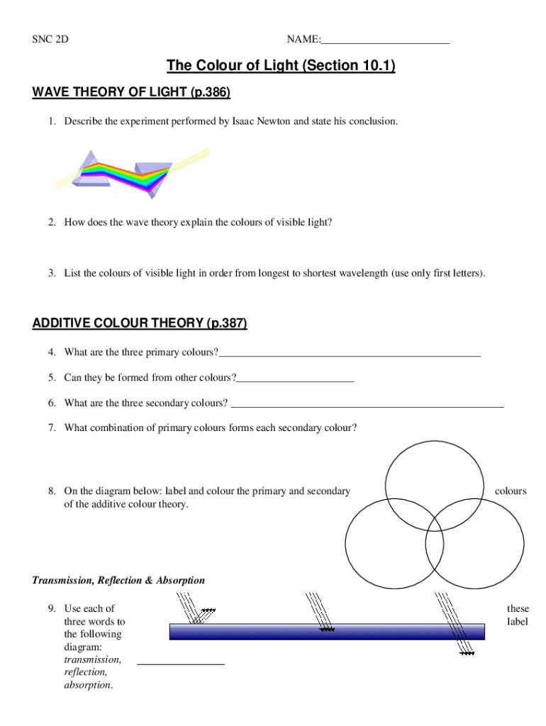 Fillable Online Color Theory Worksheet Fax Email Print - pdfFiller