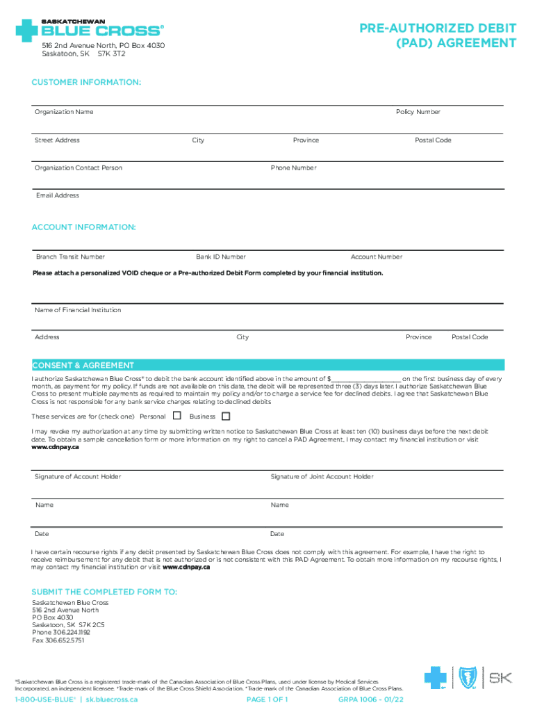 Fillable Online pre-authorized debit (pad) agreement Fax Email Print ...