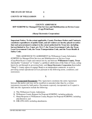 Fillable Online THE STATE OF TEXAS - Williamson County, Texas Fax Email Print - pdfFiller