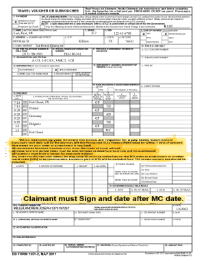 Fillable Online DD FORM 1351-2, MAY 2011 TRAVEL VOUCHER OR ... Fax ...