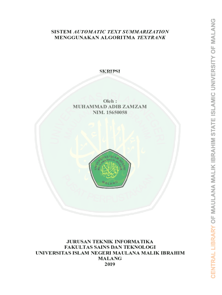 Fillable Online etheses uin-malang ac TEXT SUMMARIZATION TEST ... Fillable Online etheses uin-malang ac TEXT SUMMARIZATION TEST ...