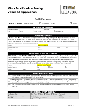 Fillable Online Minor Modification Zoning Variance Application Package Fax Email Print - pdfFiller