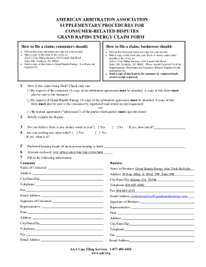Fillable Online AAA Claim Form - Grand Rapids Energy Fax Email Print ...