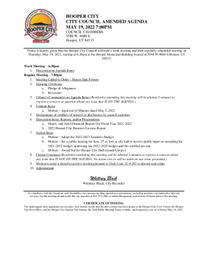 Fillable Online Mayor and City CouncilHooper City, Utah Fax Email Print ...