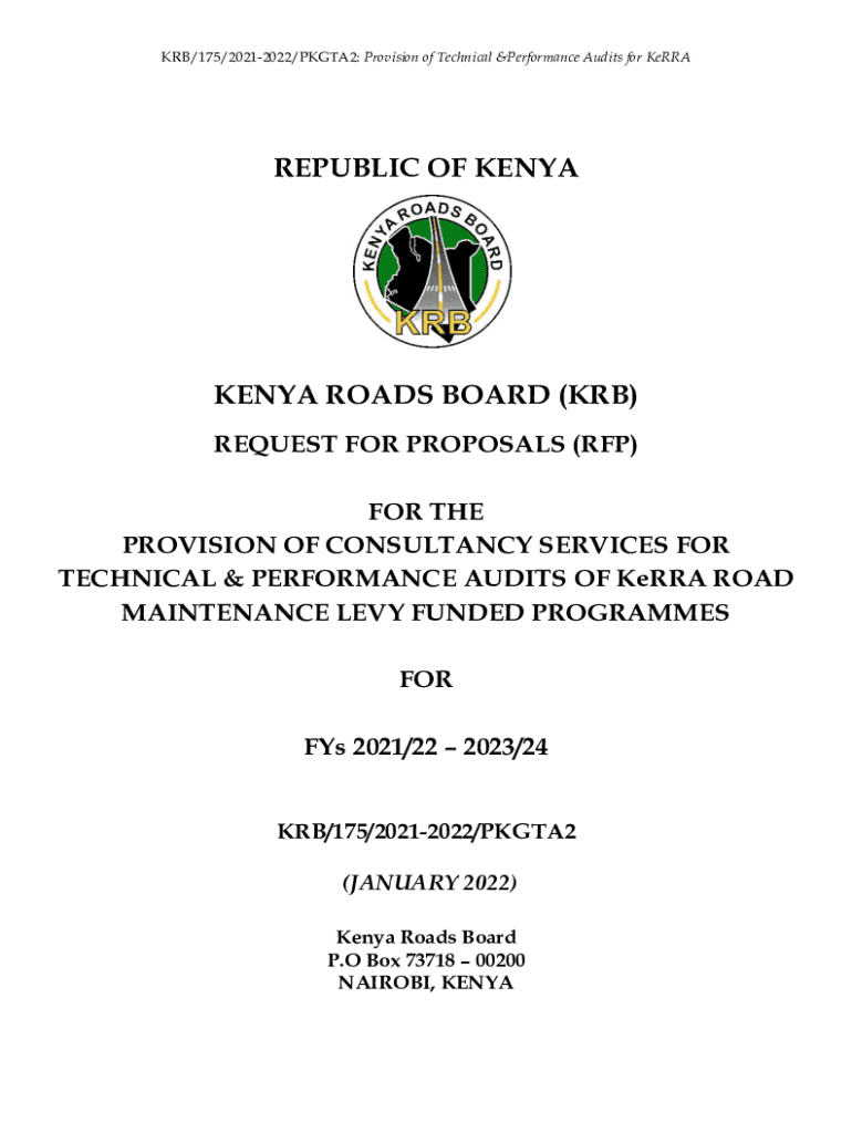 Fillable Online REPUBLIC OF KENYA KENYA ROADS BOARD ... - Tenders Kenya ...