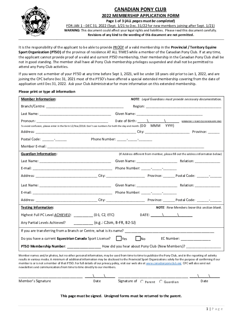Fillable Online Associate Membership Application Form - Canadian Pony Club Fax Email Print ...