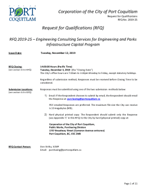 Fillable Online RFQ 2019-25 Engineering Consulting Services for Engineering and Parks Fax Email ...