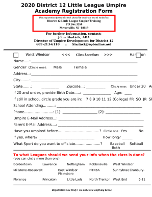 Umpire Registration Doc Template | pdfFiller