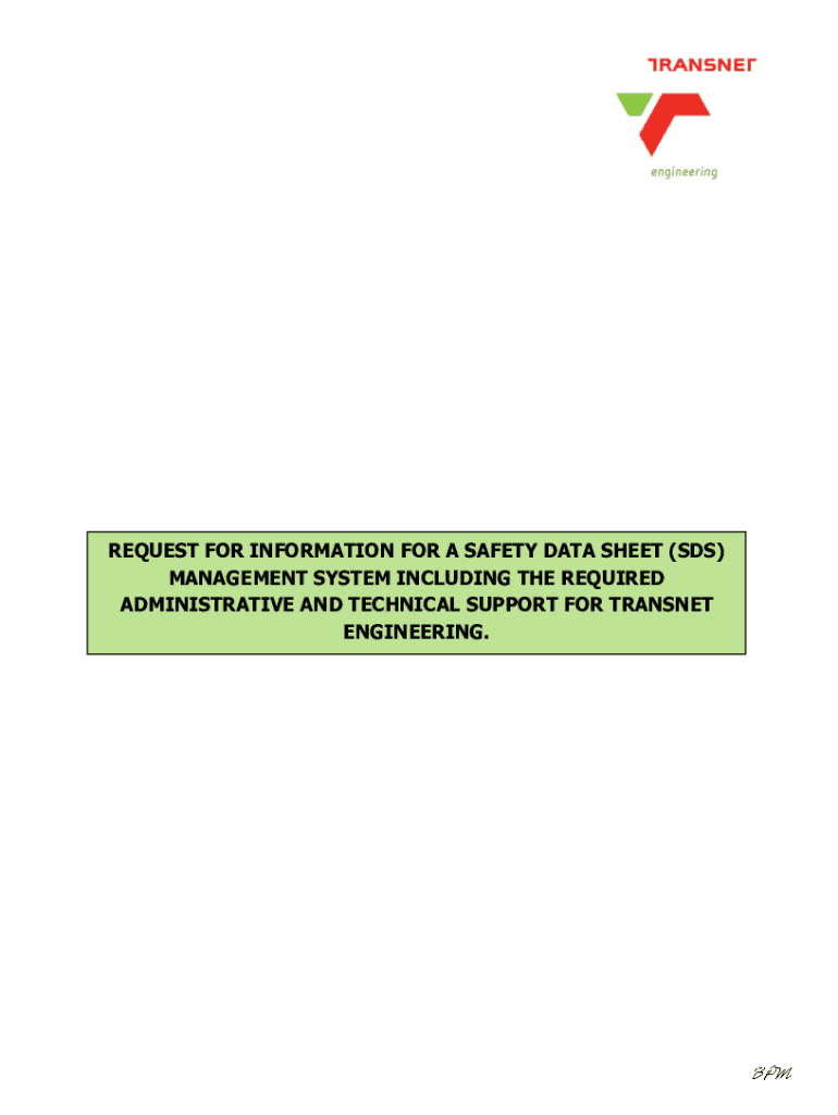 Fillable Online request for information for a safety data sheet (sds ...