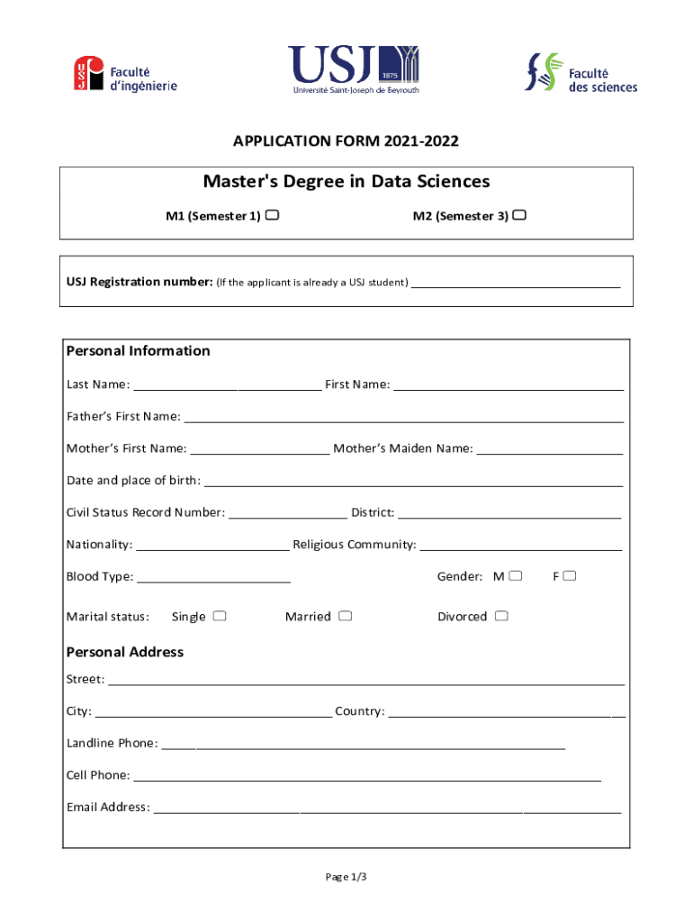 Fillable Online Data Science Master's Application - College of LSA Fax ...