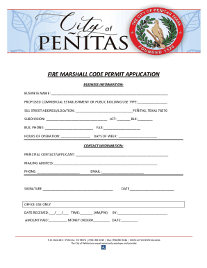 Fillable Online Fire Marshal's Office Permit ApplicationIowa Colony, TX ...