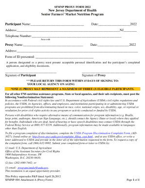 Fillable Online SFMNP PROXY FORM 2022 Fax Email Print - pdfFiller