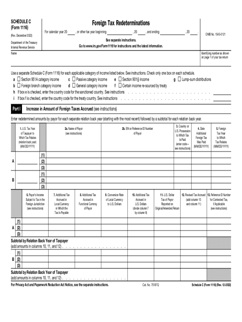 Fillable Online Schedule C (Form 1116) (Rev. December 2022). Foreign ...