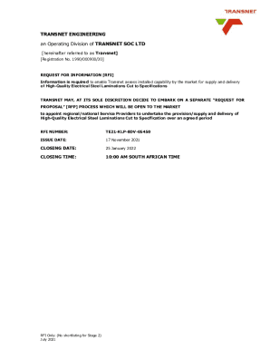 Fillable Online Information is required to enable Transnet assess ...