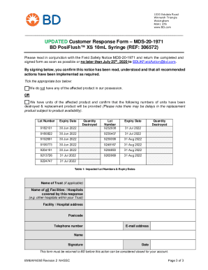 Fillable Online Voluntary Recall Notice for BD PosiFlush SF Saline ...