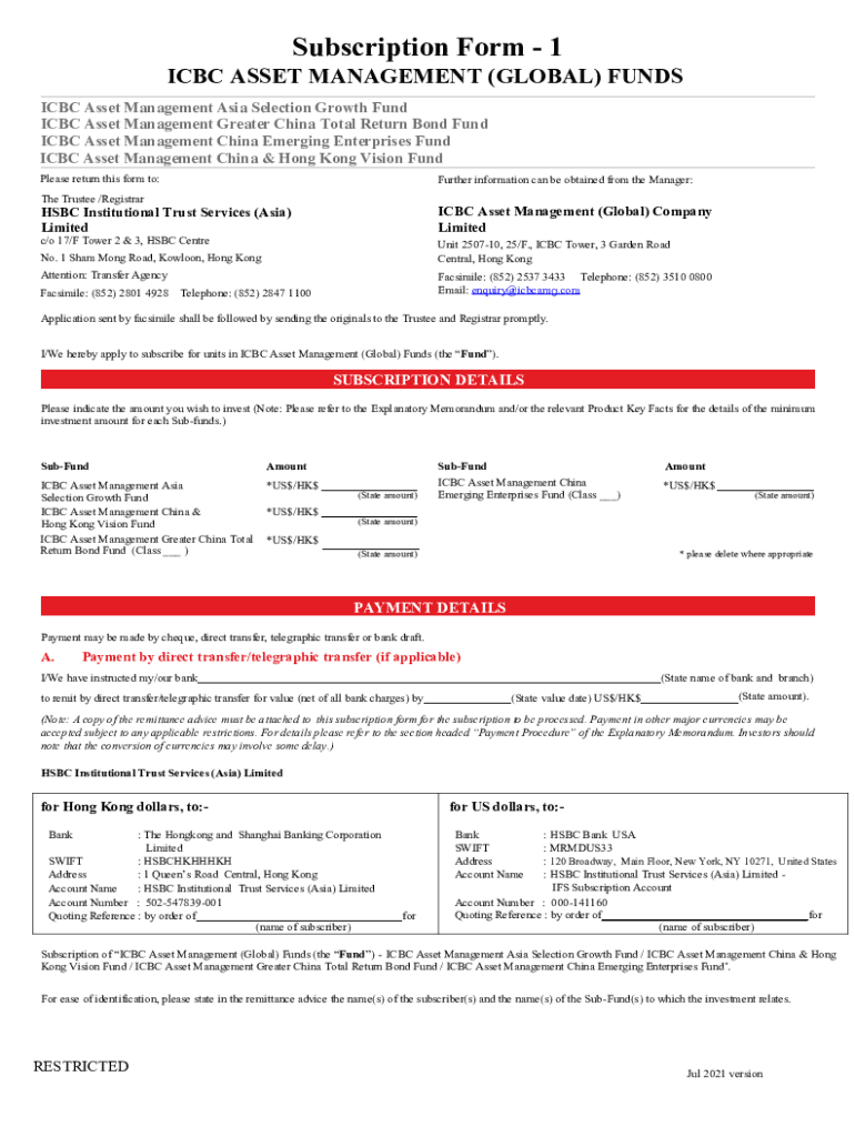 Fillable Online ICBC Asset Management Greater China Total Return Bond ...