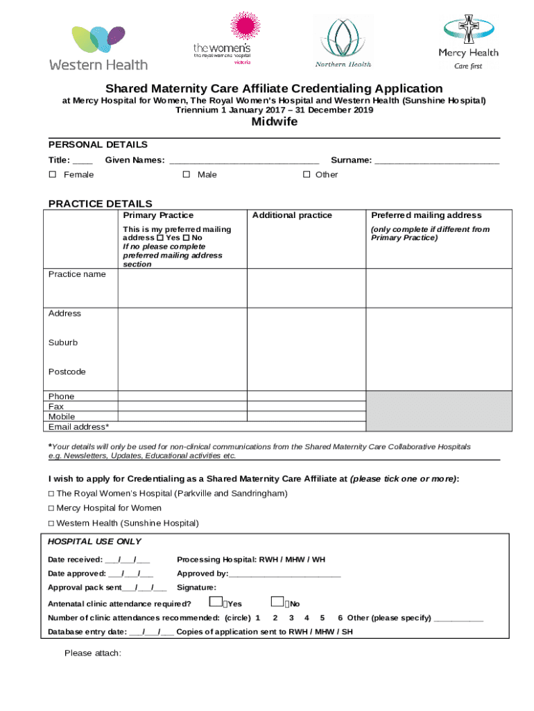 Application for Midwife Accreditation as a Shared Maternity ... Doc ...