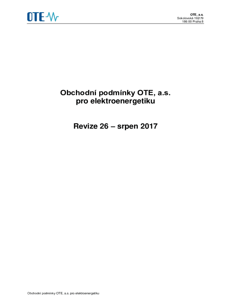 Fillable Online Obchodn podmnky OTE, a.s. pro elektroenergetiku Revize 26 Fax Email Print ...