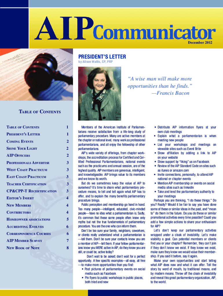 Fillable Online PRESIDENTS LETTER Fax Email Print - pdfFiller