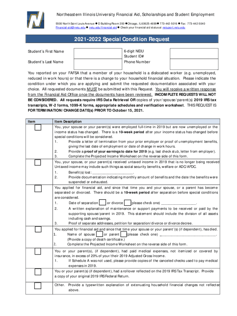 Fillable Online 2021-2022 Special Condition Request Fax Email Print - pdfFiller