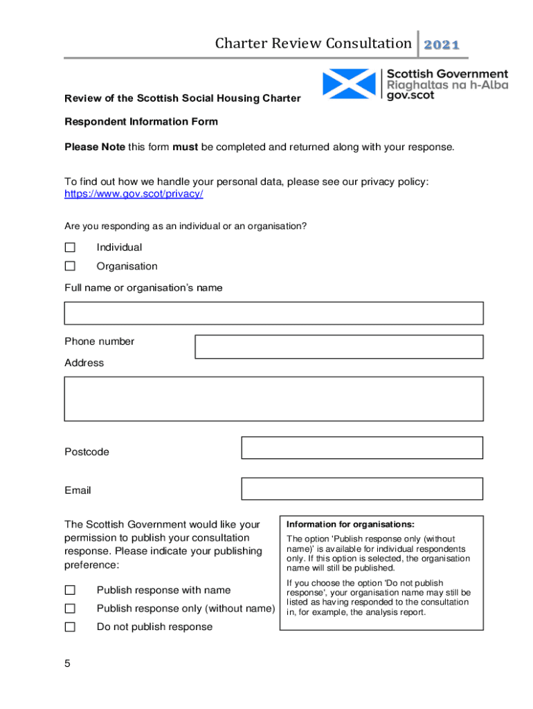 Fillable Online Review of the Scottish Social Housing CharterA ...