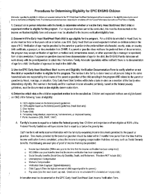 Fillable Online Procedures for Determining Eligibility for EPIC EHS/HS ...