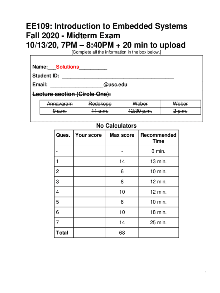 Fillable Online EE109: Introduction to Embedded Systems Fax Email Print ...
