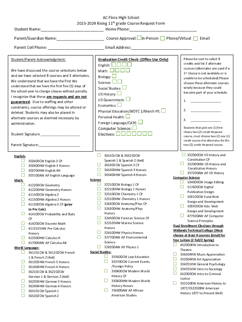 Fillable Online WSHS Course Registration Sheet for Rising 9th Graders Fax Email Print - pdfFiller
